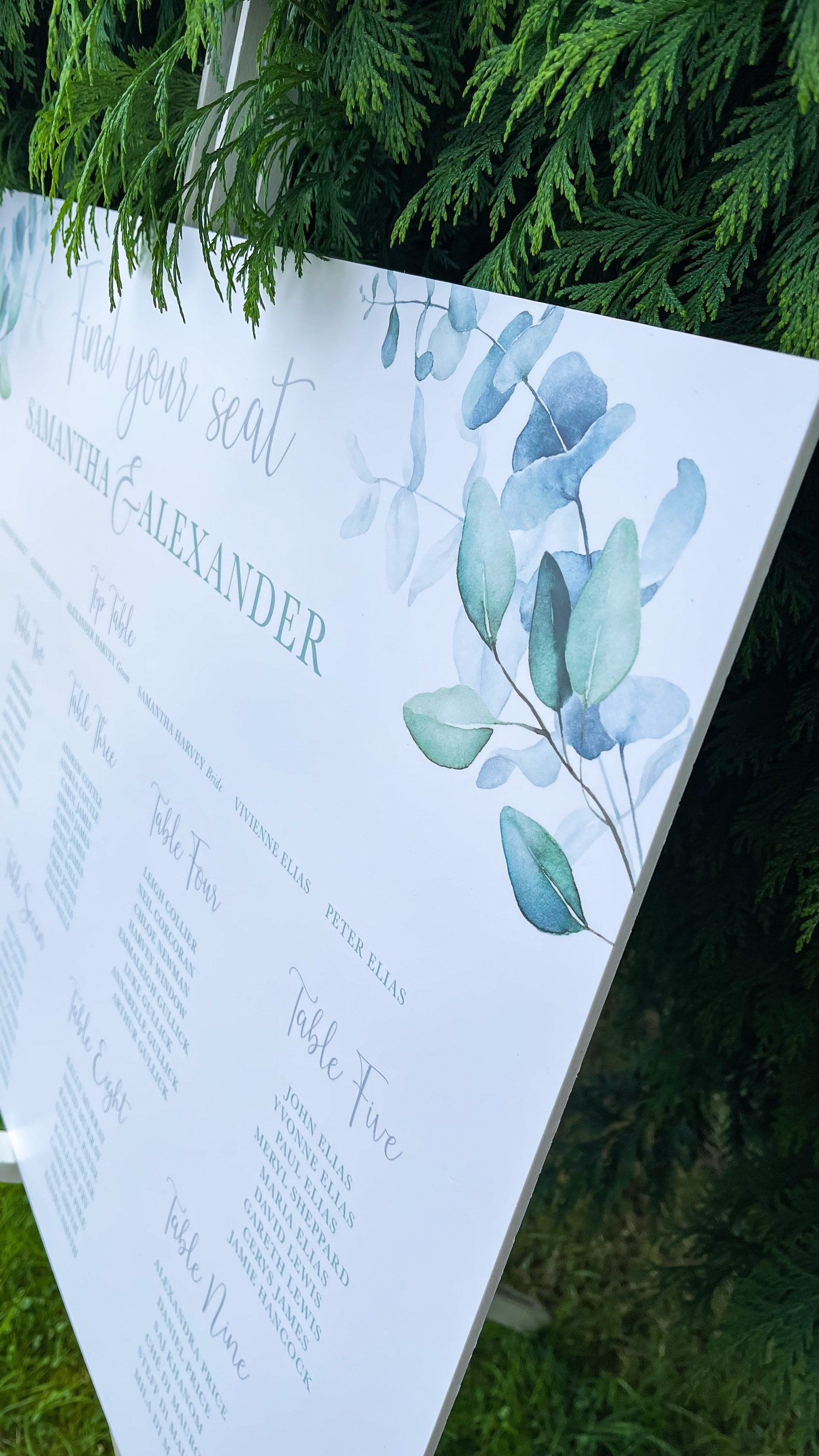 PRINTED A1 or A2 Wedding Table Plan Sign Eucalyptus Green - Etsy UK