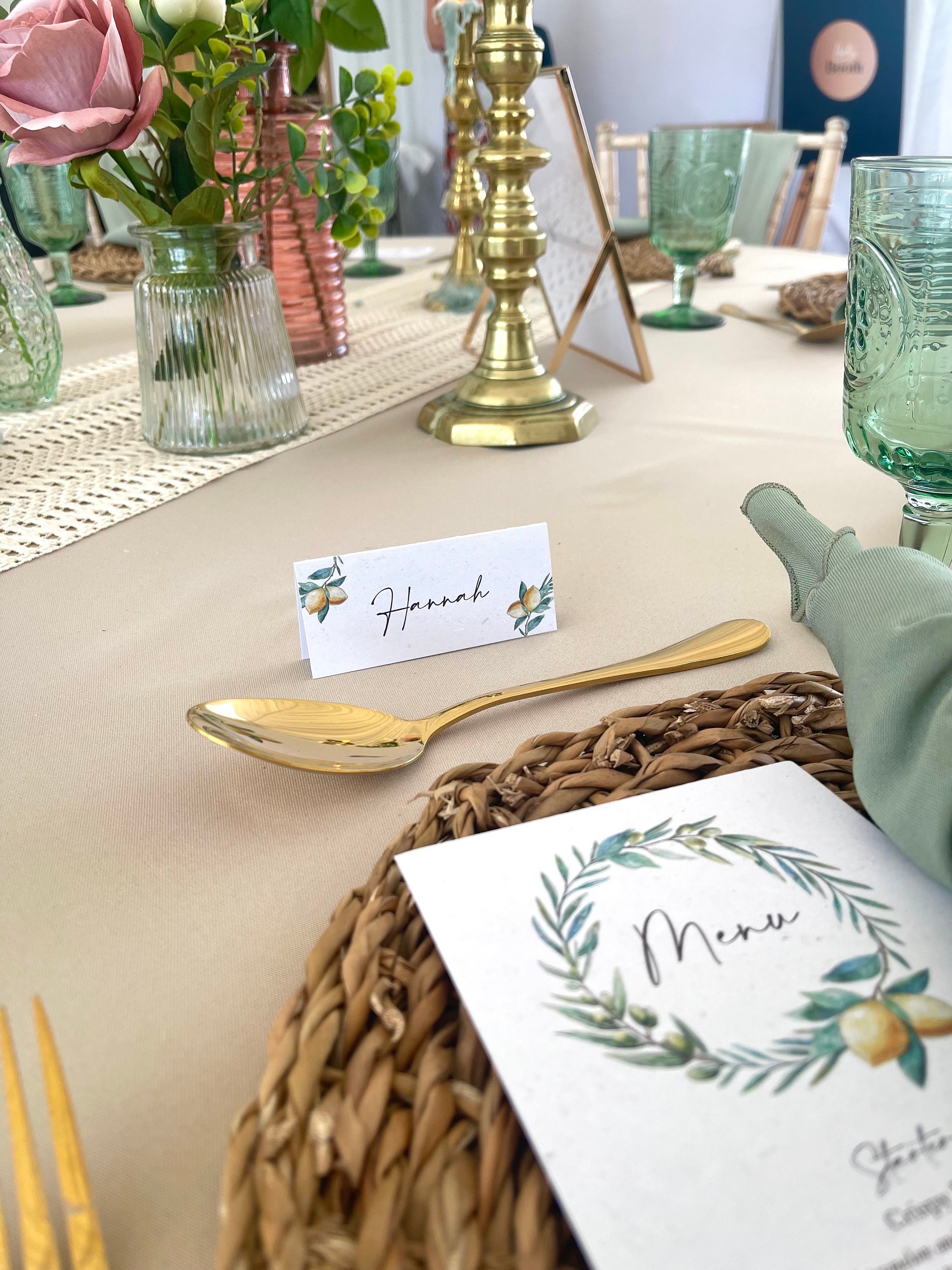 Personalised Folded Wedding Guest Place Name Cards, Italian Lemons ...