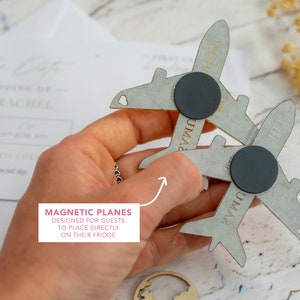 Dusky Blue & Silver Fridge Magnet Boarding Pass Wedding SAVE THE DATE ...