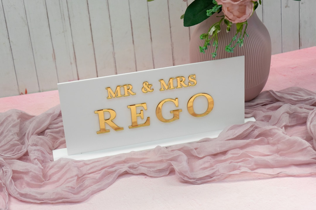 Personalised Acrylic Top Table Laser Cut Sign for Wedding, Mr and Mrs ...