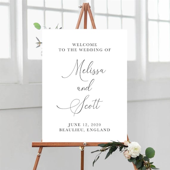 PRINTED A1 A2 or A3 Wedding Welcome Sign Black and White | Etsy UK