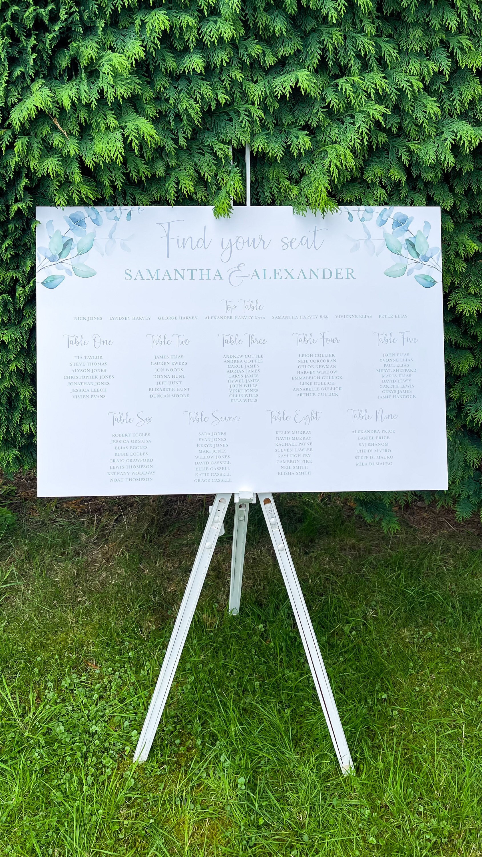 PRINTED A1 or A2 Wedding Table Plan Sign Eucalyptus Green - Etsy