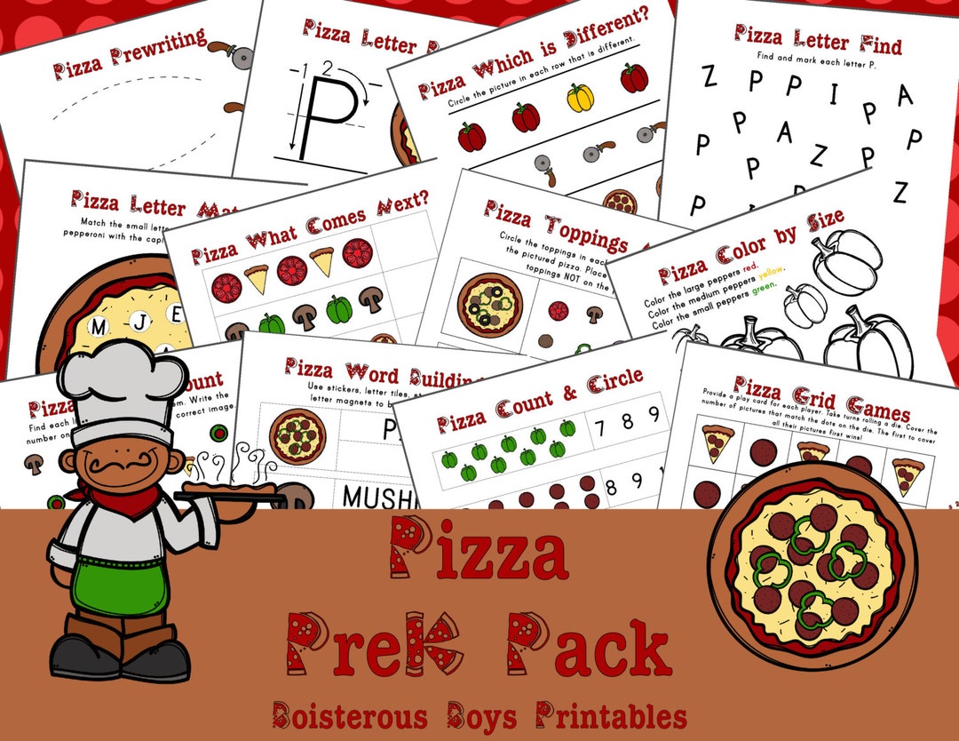 Pizza Prek Printable Learning Pack - Etsy