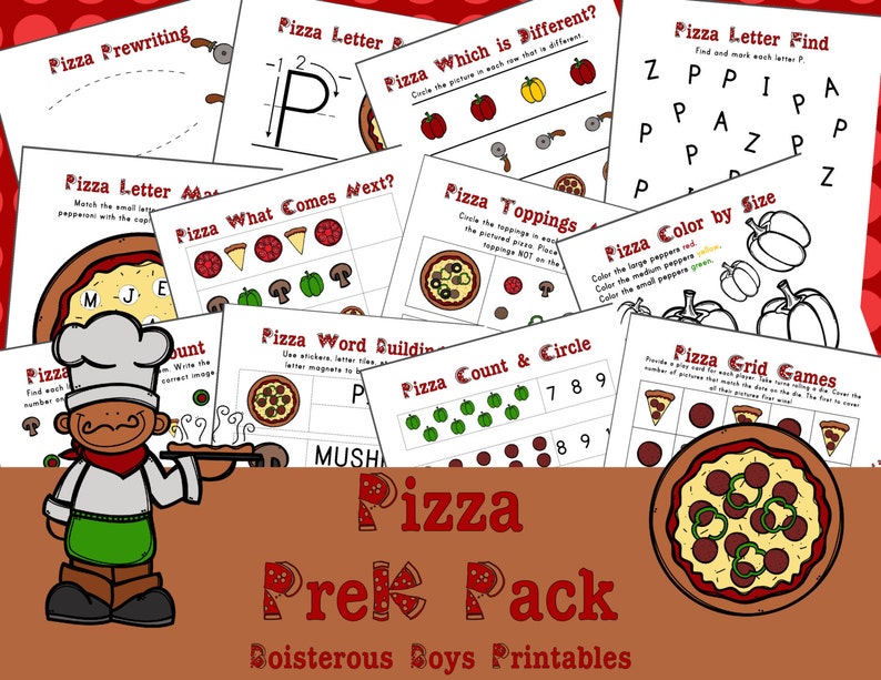 Pizza Prek Printable Learning Pack - Etsy