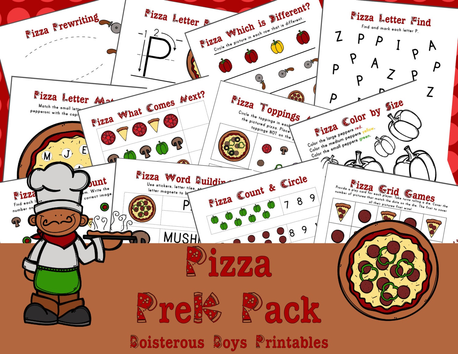 Pizza Prek Printable Learning Pack - Etsy