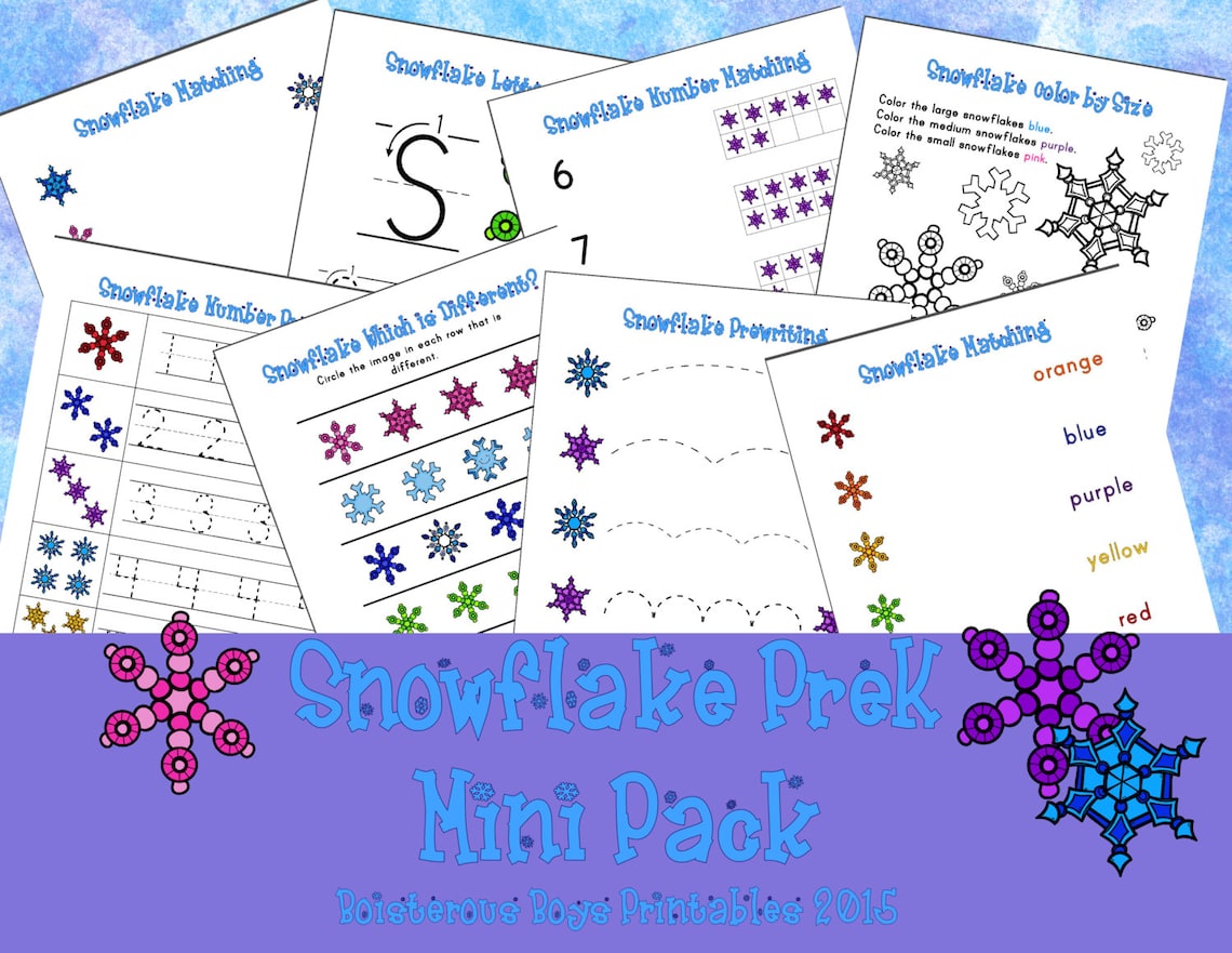 Snowflake Prek Printable Early Learning Thematic Pack - Etsy