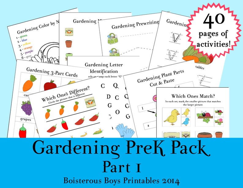 Gardening Prek Printable Learning Pack 2-part Bundle - Etsy