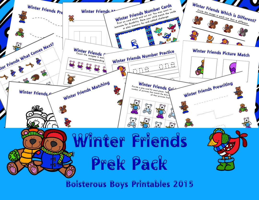 Winter Friends Prek Thematic Printable Learning Pack - Etsy