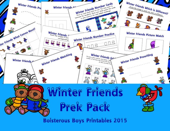 Winter Friends Prek Thematic Printable Learning Pack | Etsy
