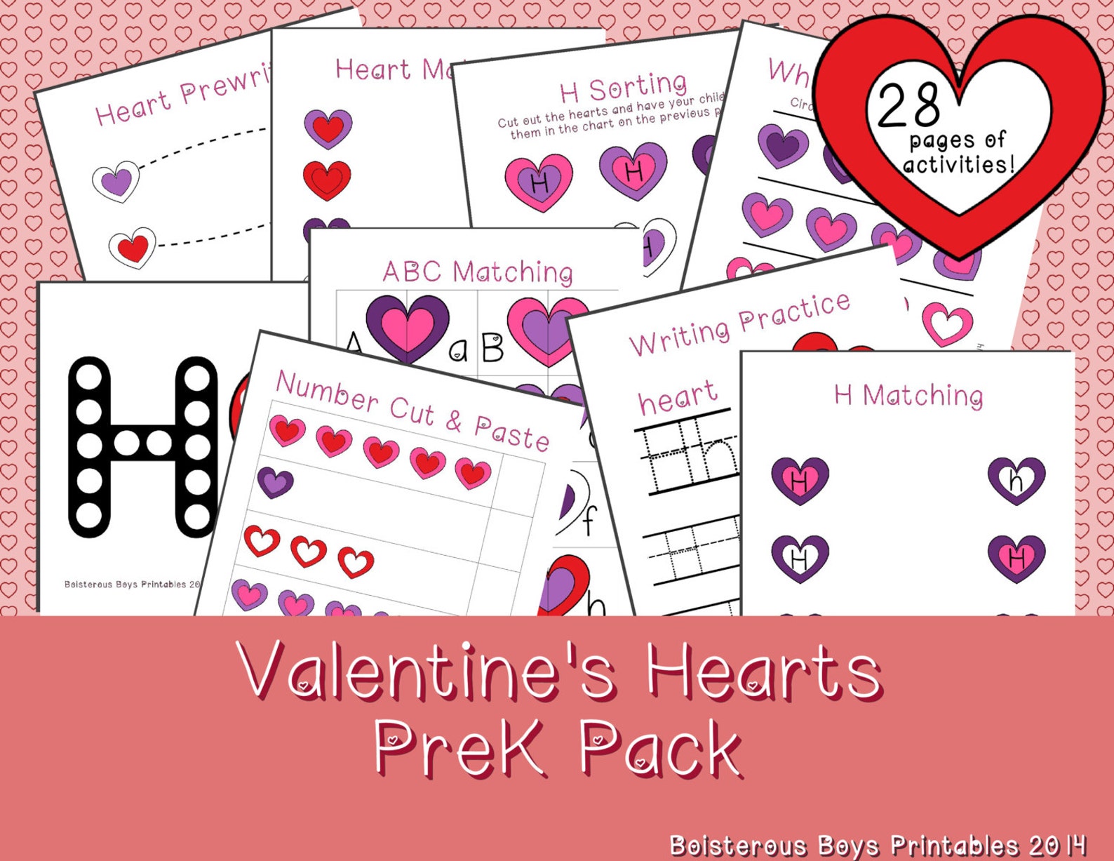 Valentine's Hearts Prek Printable Early Learning Thematic Pack - Etsy