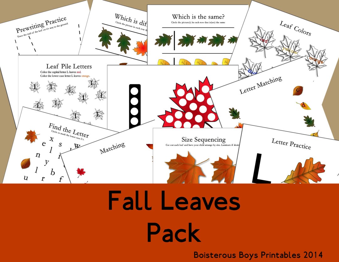 Fall Leaves Preschool Thematic Printable Learning Pack - Etsy