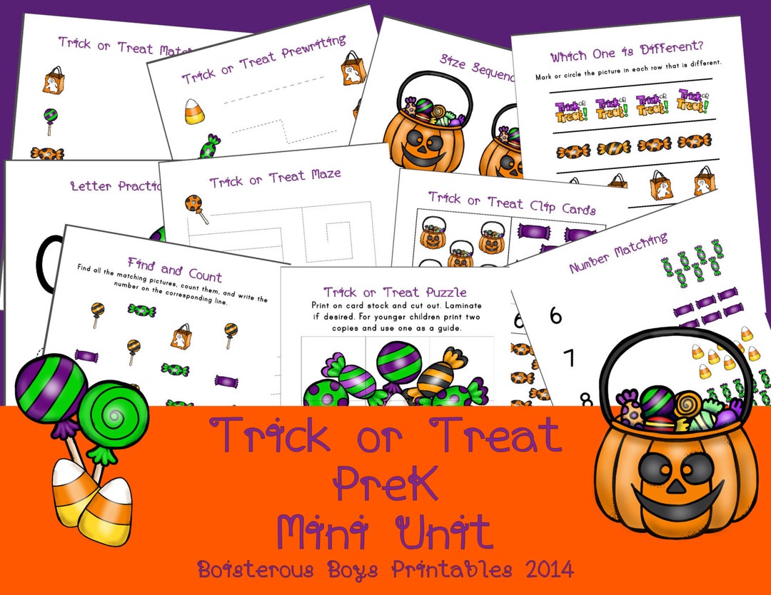 Trick or Treat Thematic Prek Printable Learning Pack - Etsy