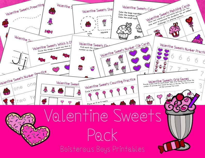 Valentine Sweets Prek Printable Thematic Learning Pack - Etsy