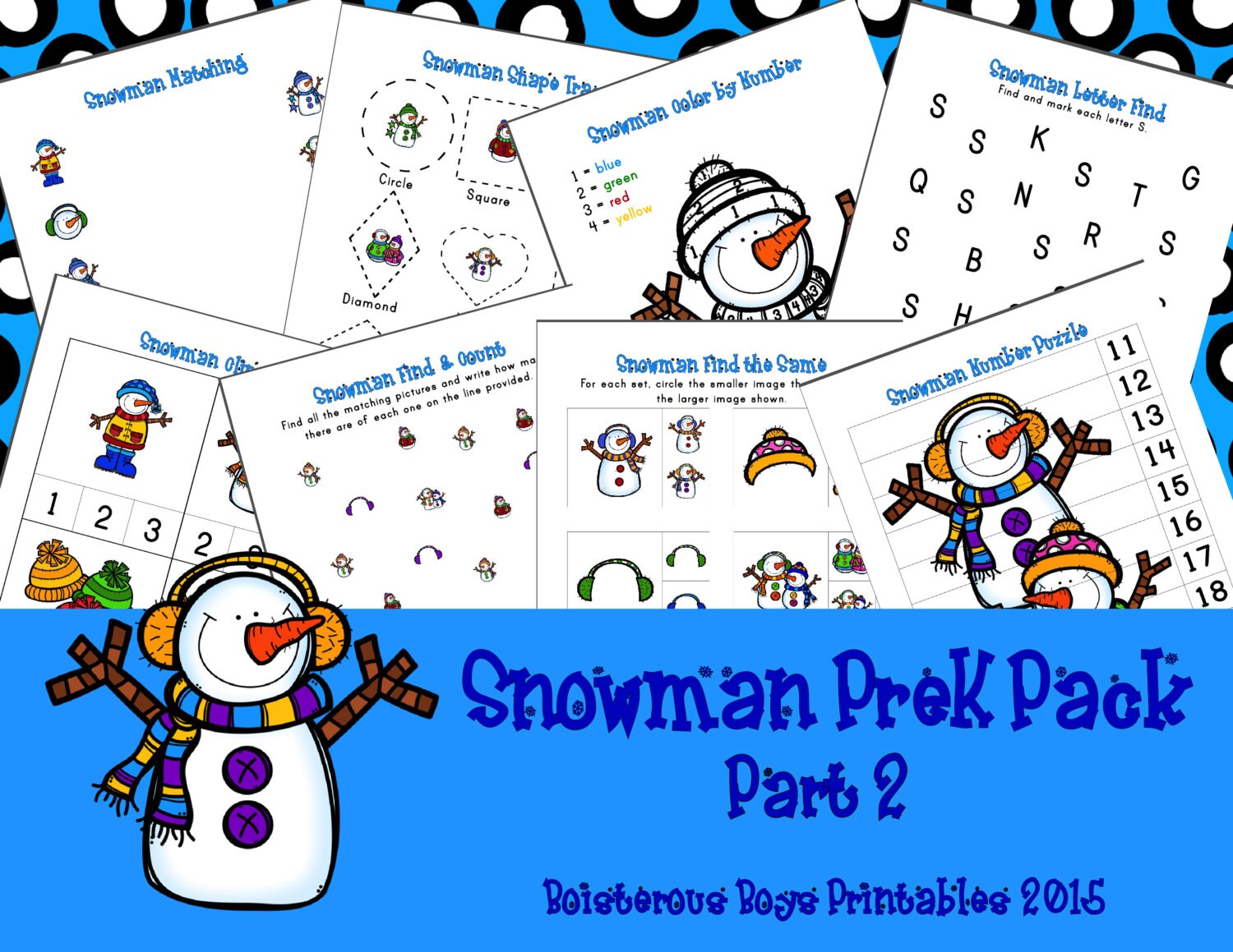 Snowman Prek Printable Early Learning Thematic Pack Bundle - Free Bonus ...