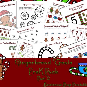 Christmas Gingerbread Treats Prek Printable Thematic Learning Pack ...