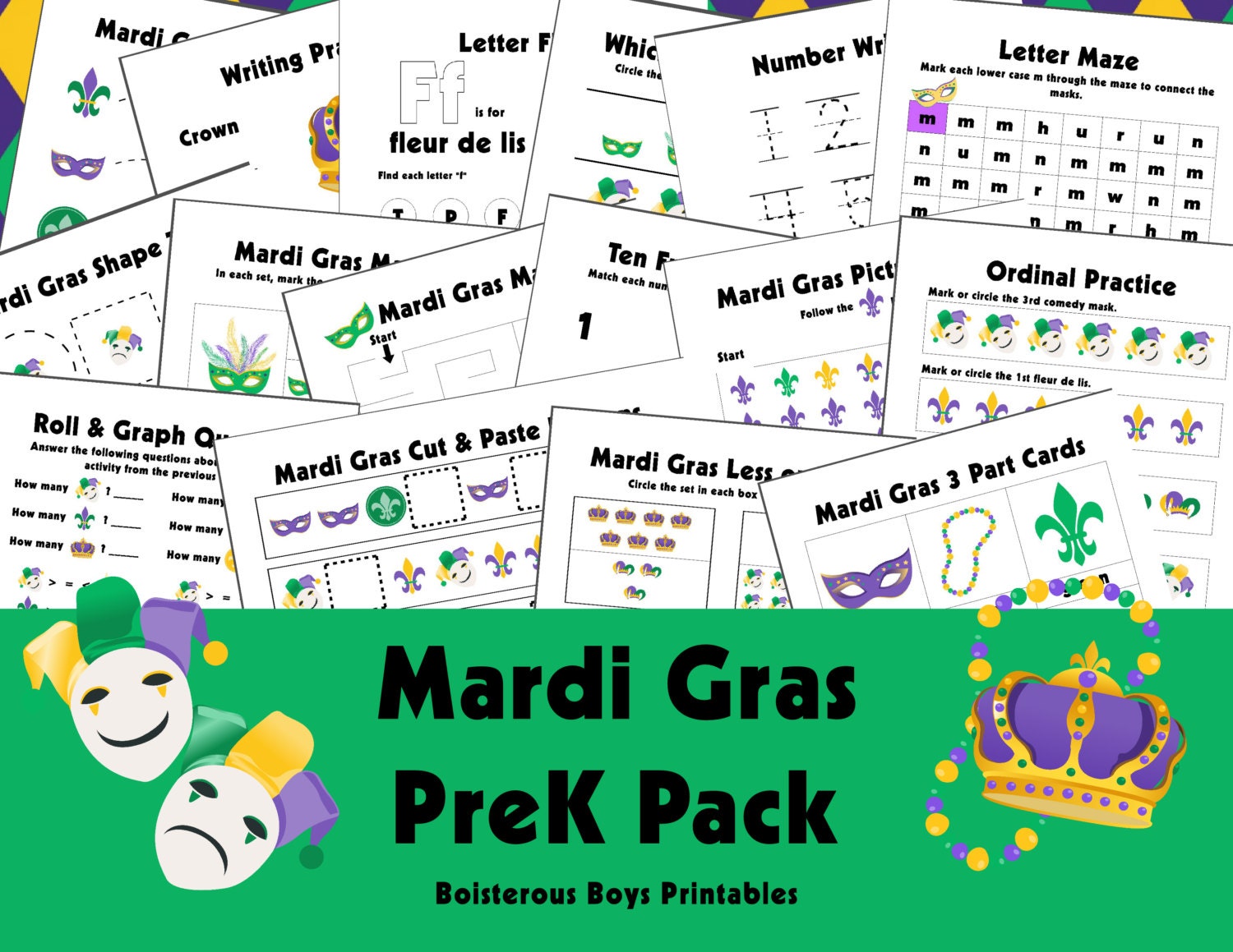 HUGE BUNDLE! Mardi Gras Prek Early Learning Printable Pack - Etsy
