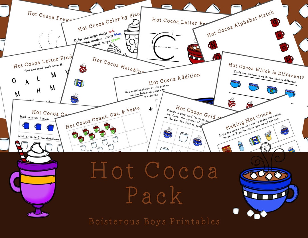 Hot Cocoa Prek Early Learning Printable Pack - Etsy