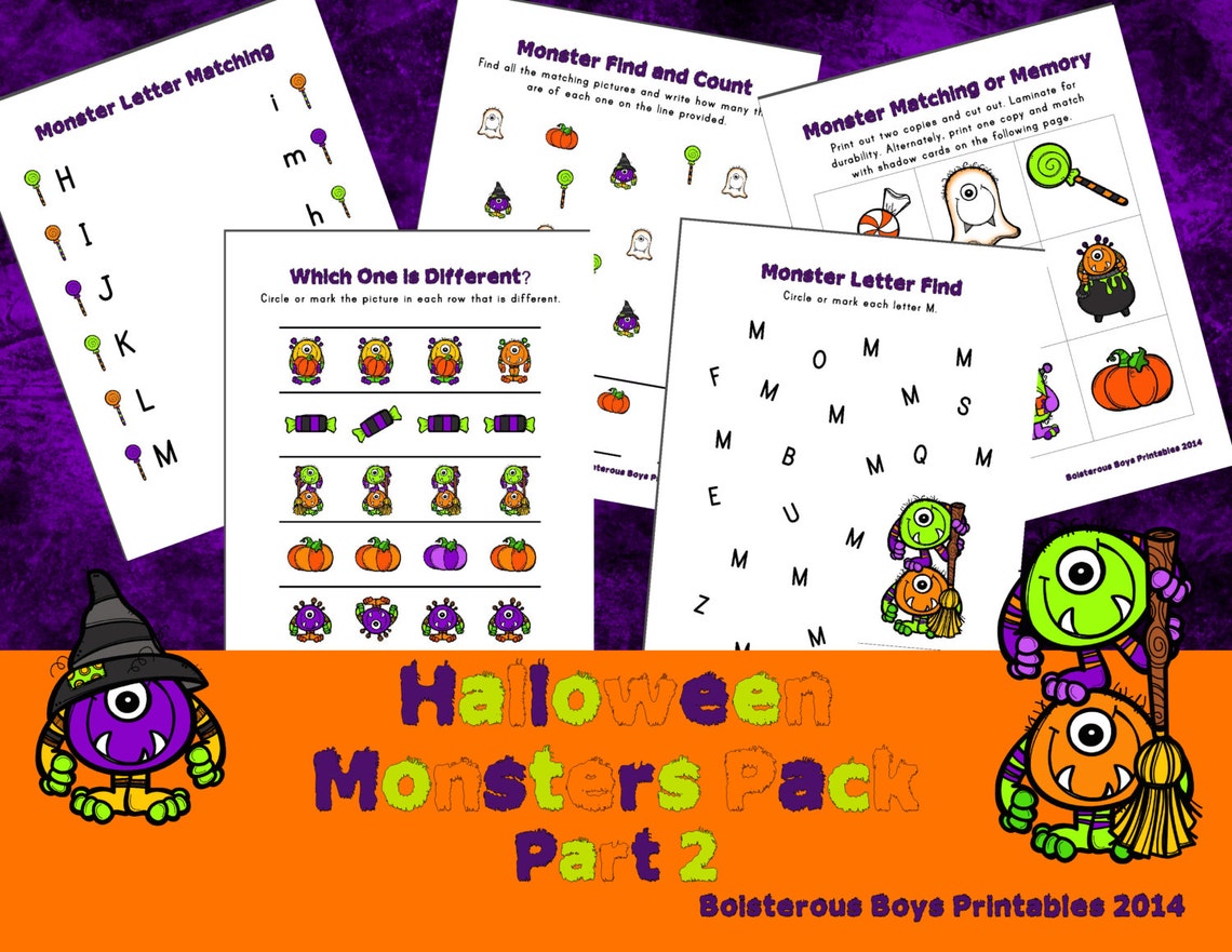 Halloween Monsters Prek Printable Thematic Learning Pack Part - Etsy