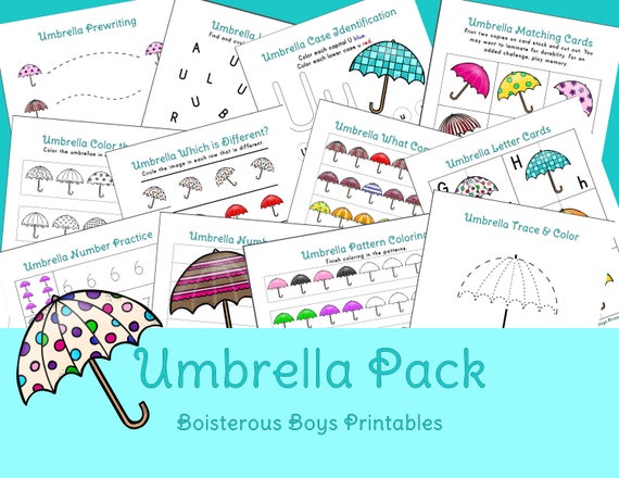 Umbrella Prek Early Learning Printable Pack | Etsy