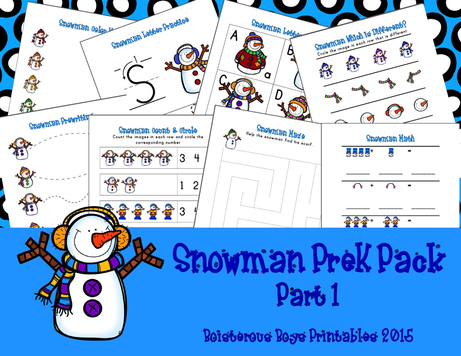 Snowman Prek Printable Early Learning Thematic Pack Bundle - Free Bonus ...