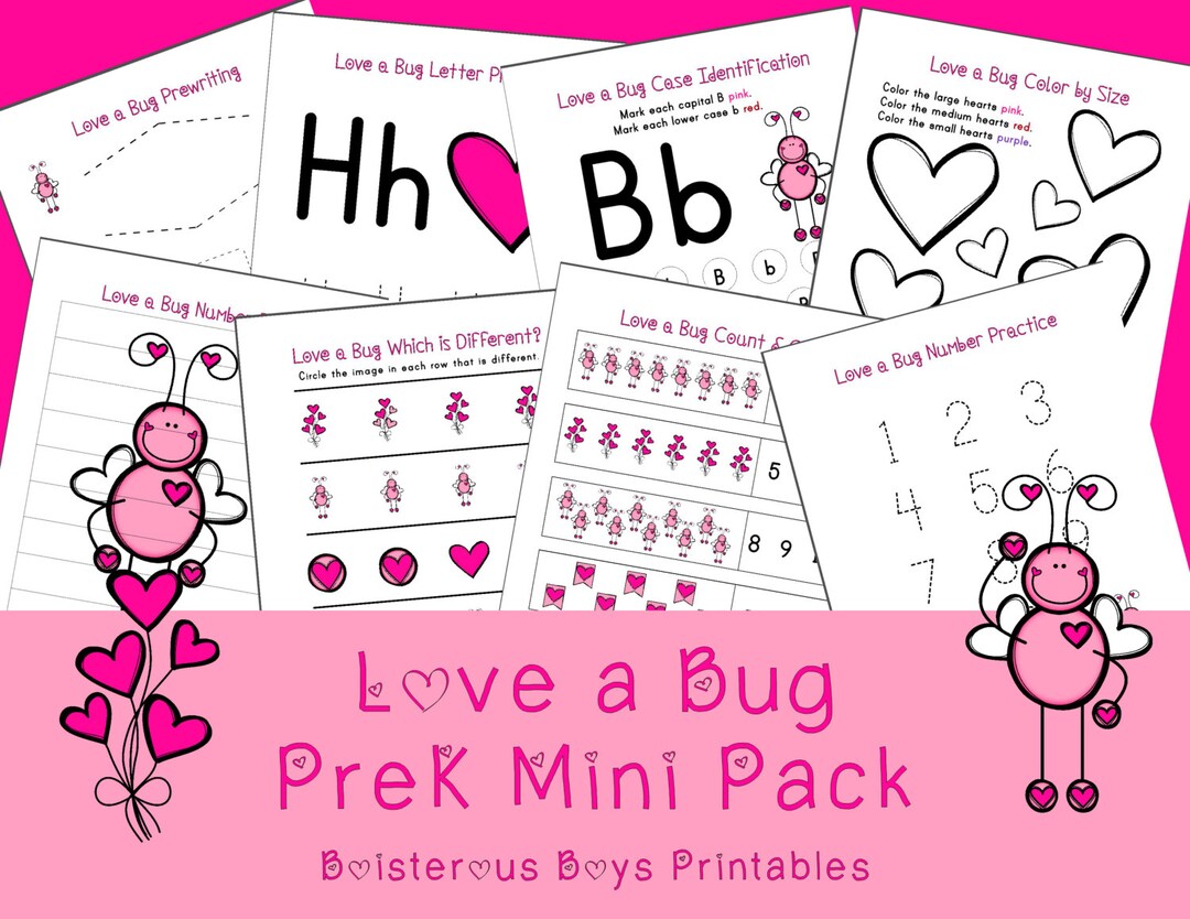Love a Bug Valentine Prek Early Learning Printable Pack - Etsy