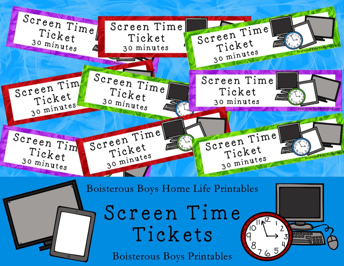 Screen Time Tickets 30 Minutes - Computer TV Tablet With Earning Pocket ...