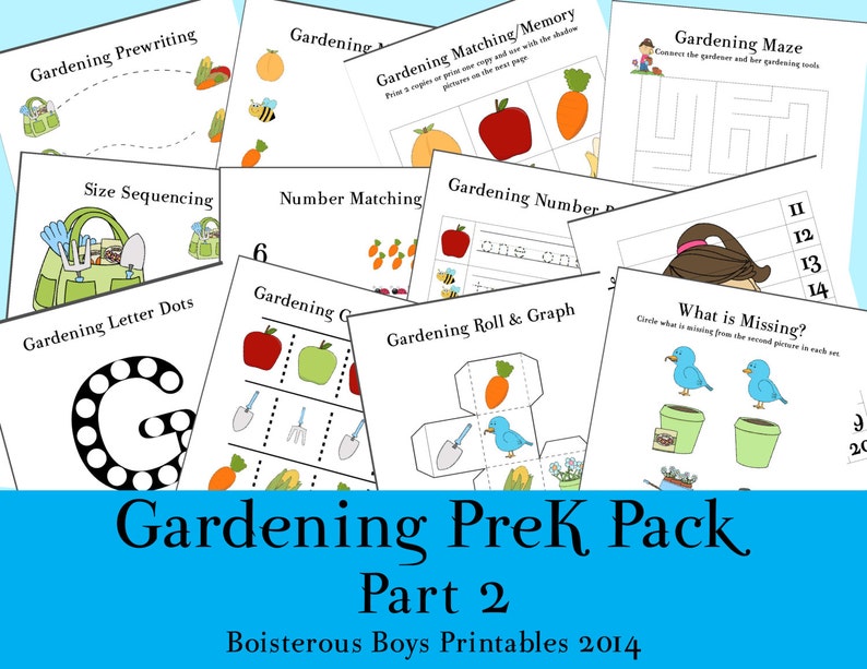 Gardening Prek Printable Learning Pack 2-part Bundle - Etsy