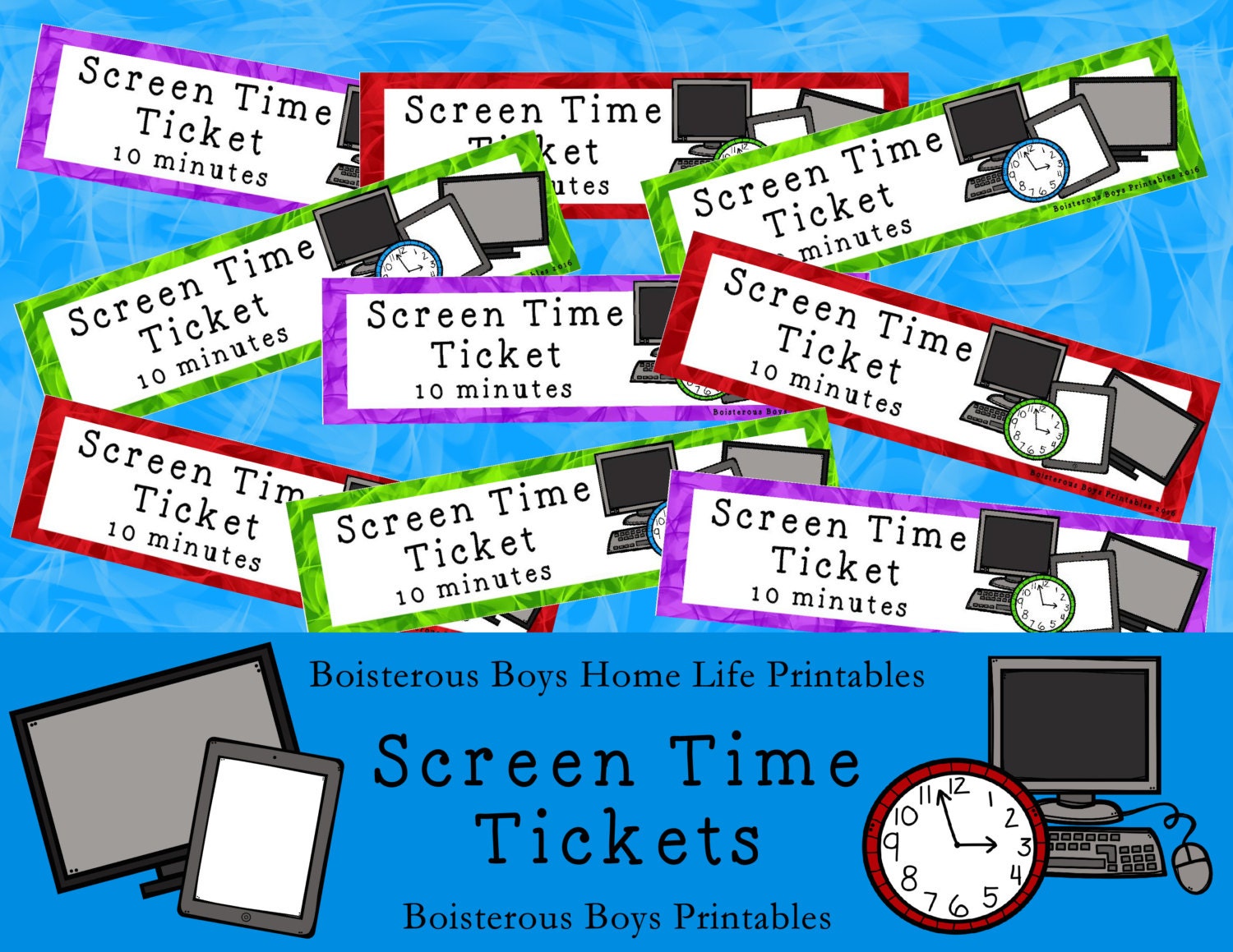 Screen Time Tickets 10 Minutes - Computer TV Tablet With Earning Pocket ...