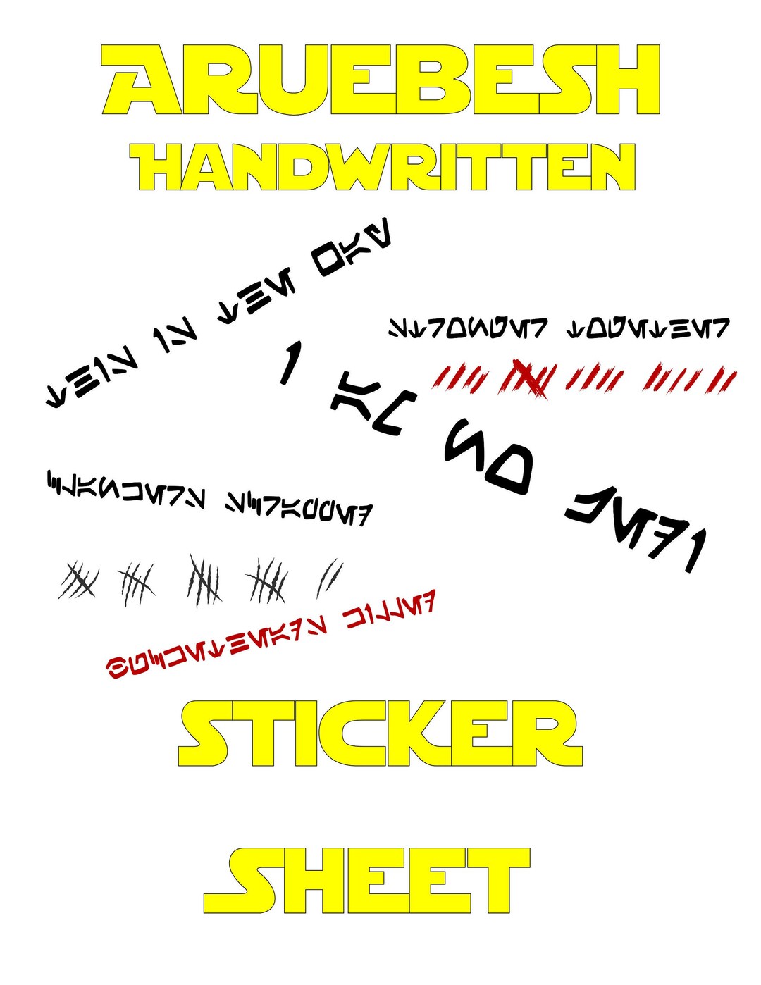 Aruebesh Handwritten Sticker Sheet - Etsy