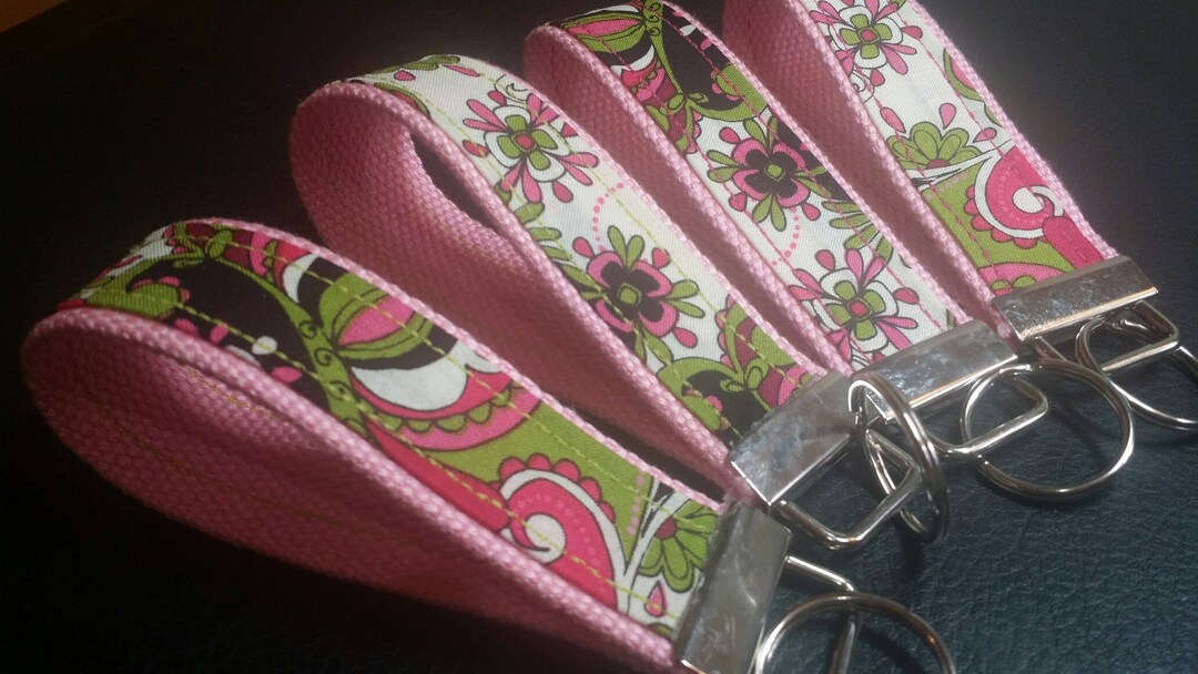 Key Chains-key Rings-key Fobs-mod Squad Pink N' Light Pink Webbing - Etsy