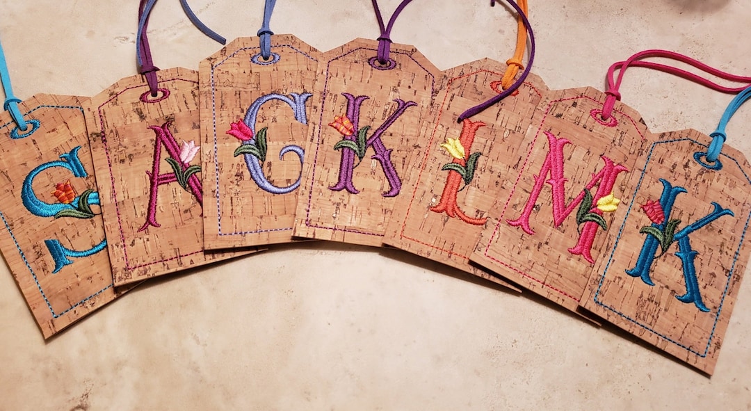 Personalized Natural Colored Cork Luggage Tag/travel Tag-floral ...