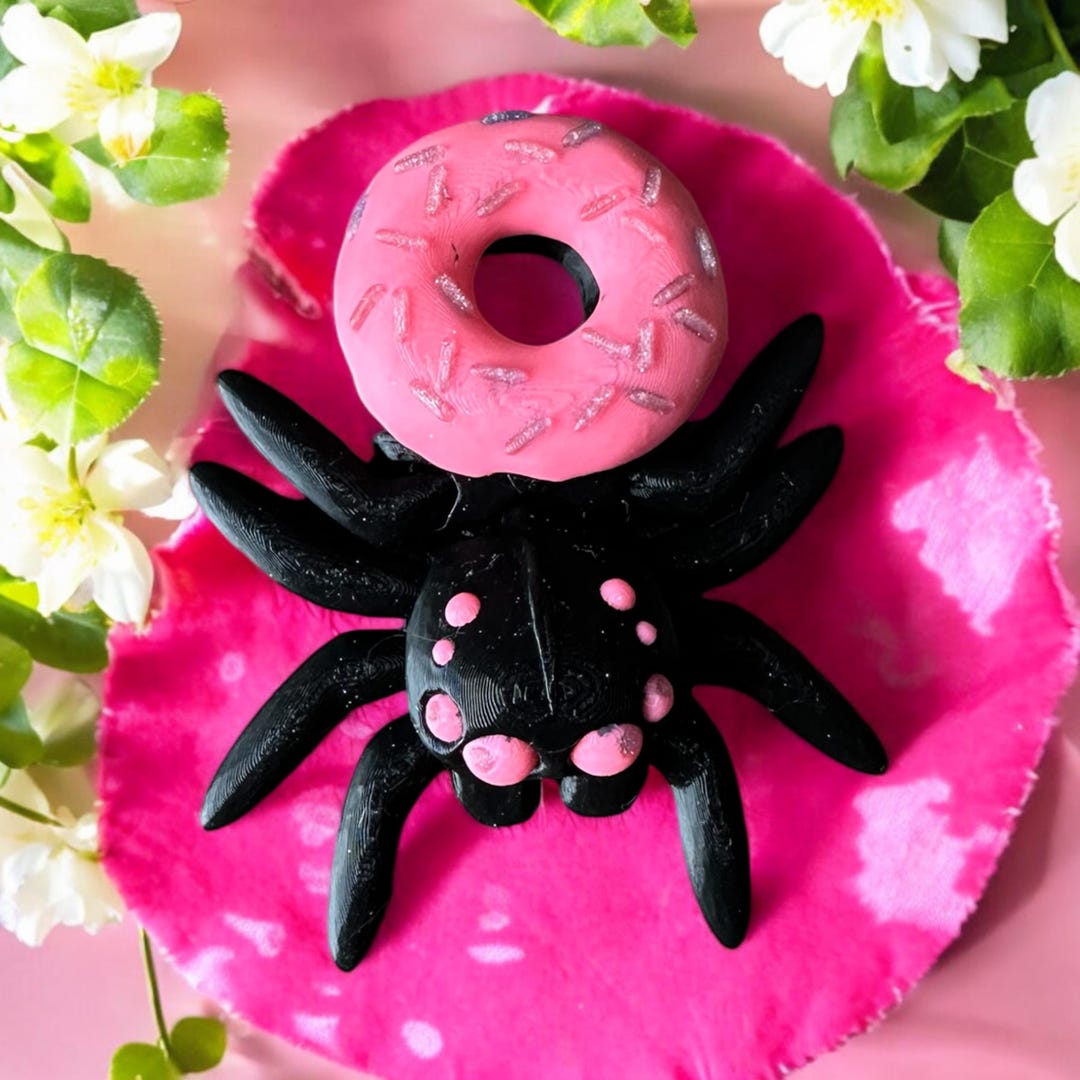 Donut Spider 3D Printed Figurine Halloween Dessert Spider Cute Fidget ...