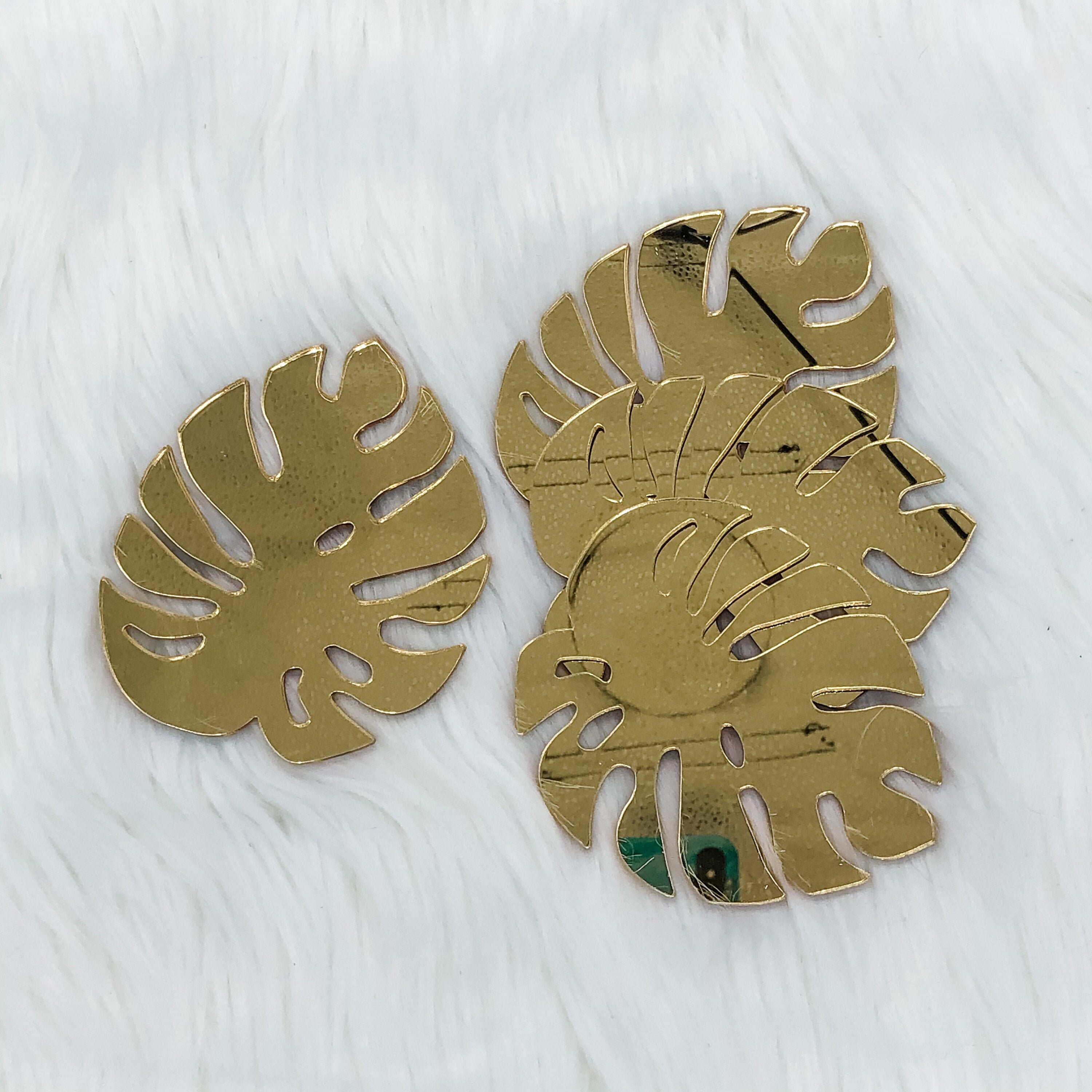 Mirrored Gold Acrylic Monstera Leaf Coasters Tropical Home | Etsy