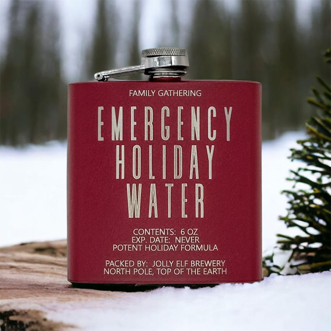 Emergency Holiday Water Family Gathering Flask Engraved Christmas ...
