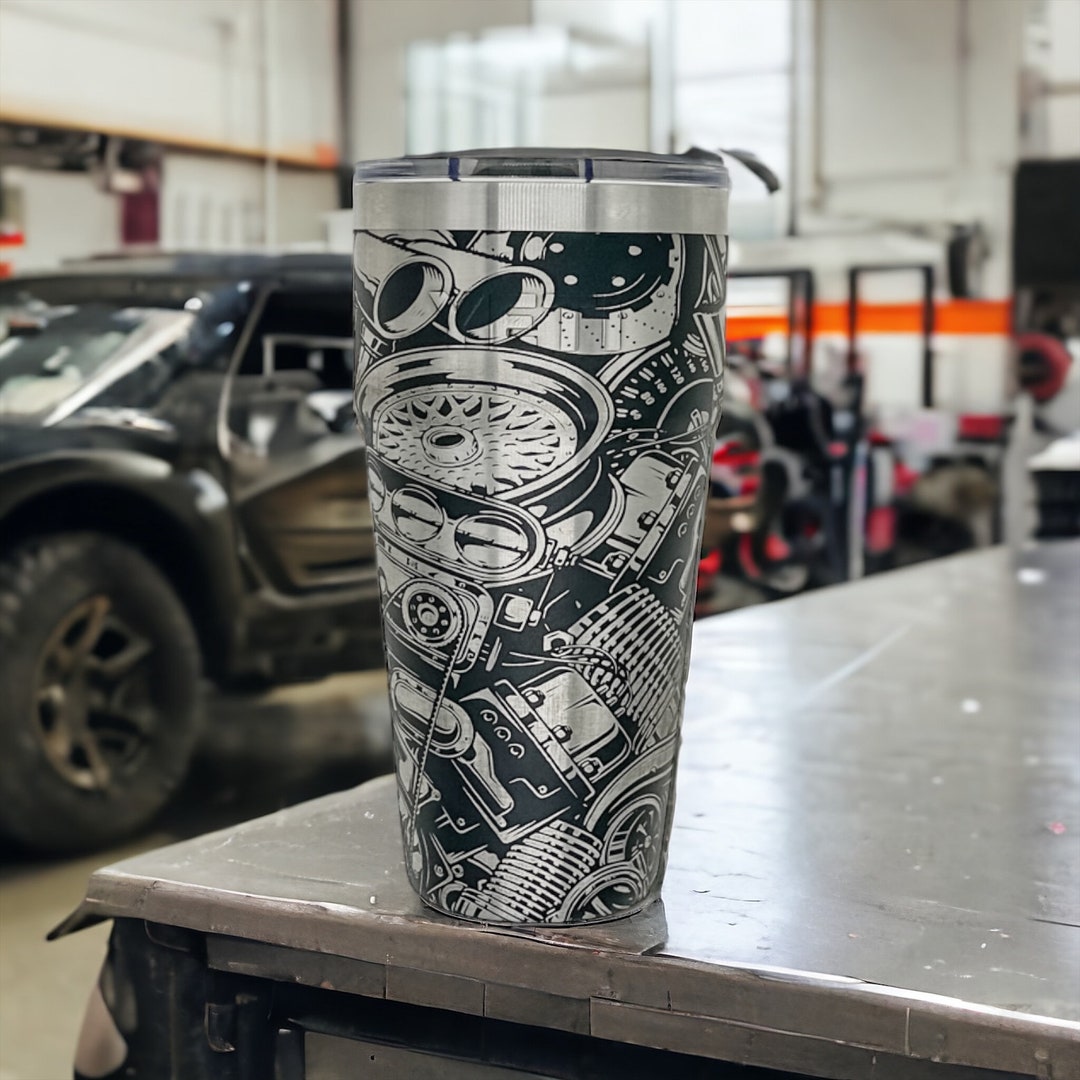 Mens Mechanic Engine Tumbler Laser Engraved for Car Enthusiasts Motor ...