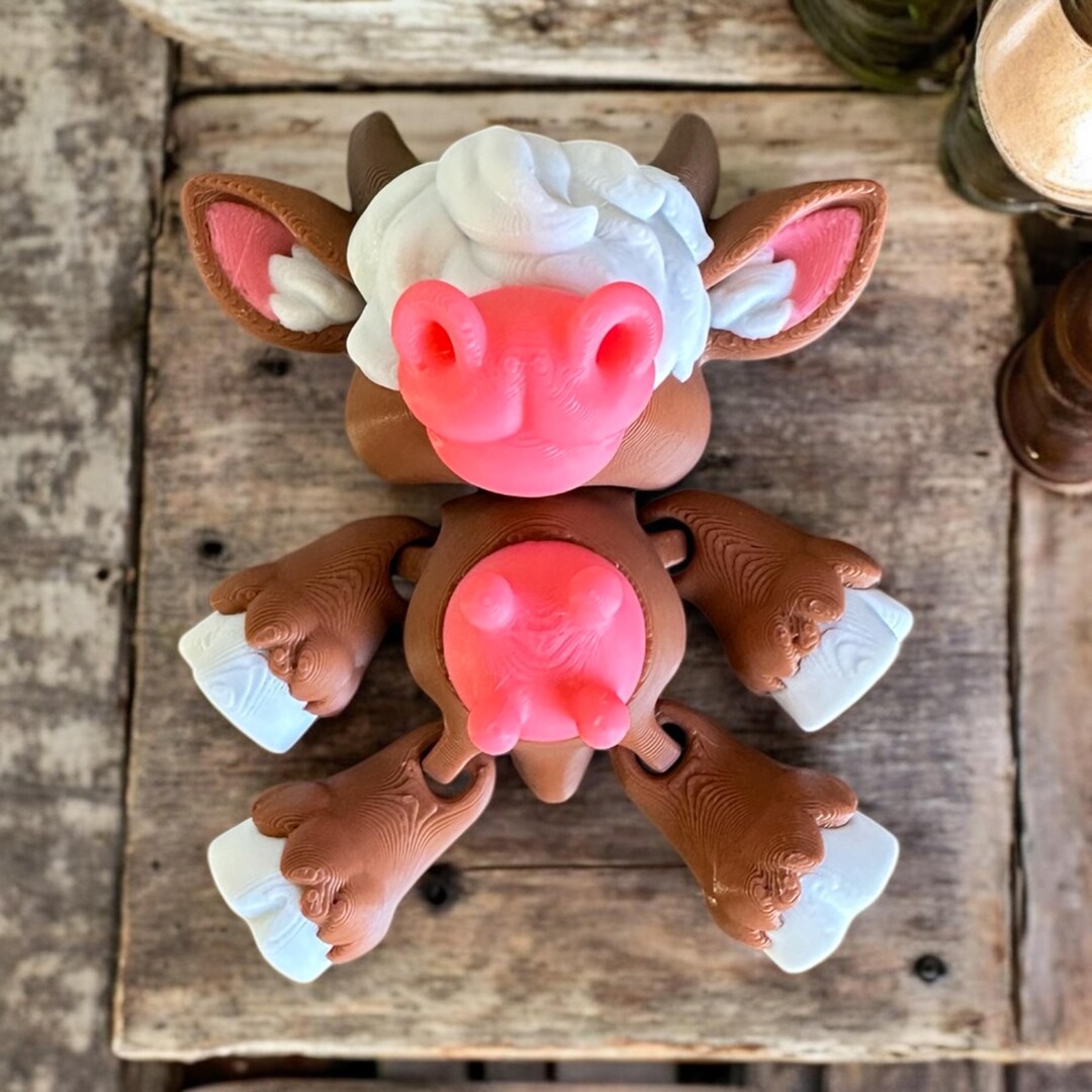 Mini Neapolitan Highland Cow Articulated Flex Keychain Magnet 3D ...