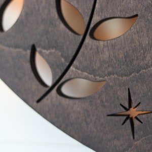 Coppermoon Botanical Crescent Moon Lamp Wall Light - Dark Wood Lamp ...