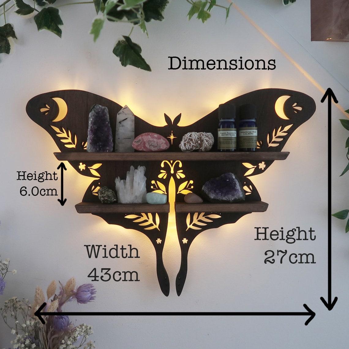 Luna Moth Shelf Luna Moth Lamp Luna Moth Wooden Crystal - Etsy