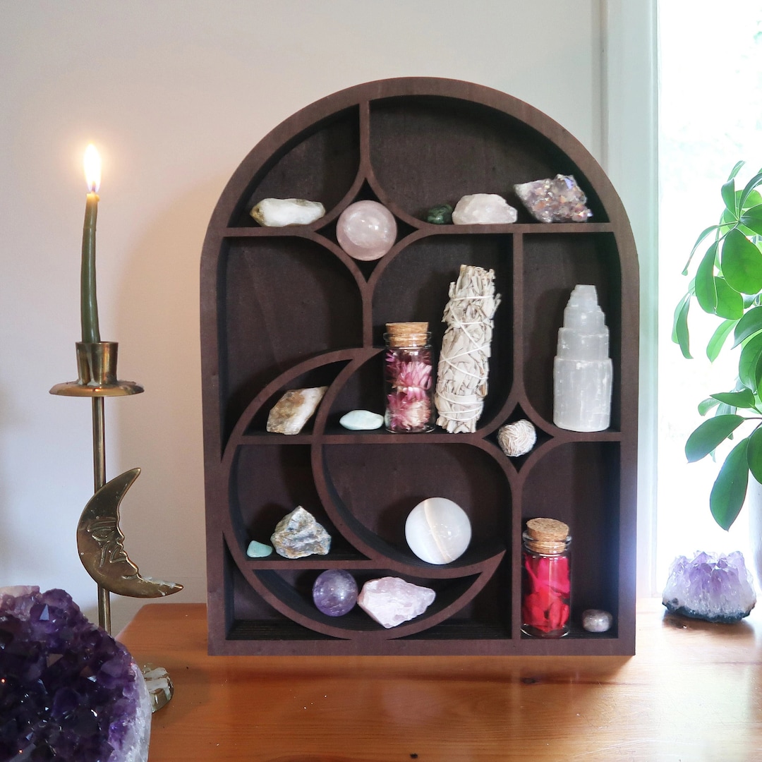 Coppermoon Brown Moon & Stars Arch Crystal Shelf - Etsy