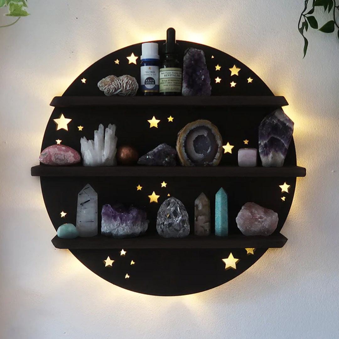 Coppermoon Brown Moon Shelf, Full Moon Shelf, Crystal Shelf - Etsy