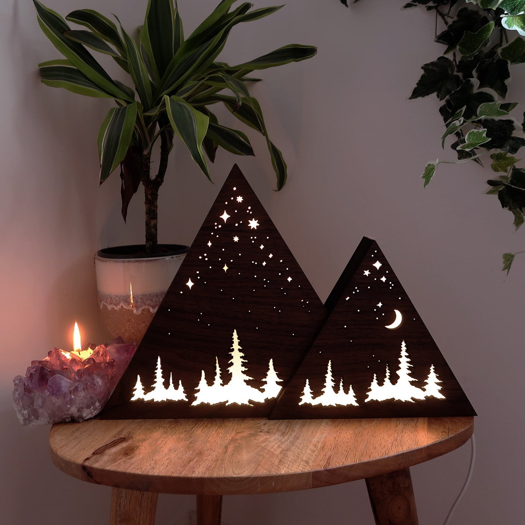 Coppermoon Mountain Lamp, Mountain Light, Mountain Night Light, Star ...
