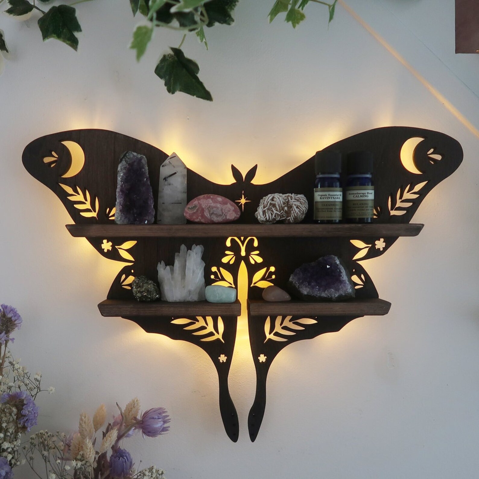 Luna Moth Shelf Luna Moth Lamp Luna Moth Wooden Crystal - Etsy