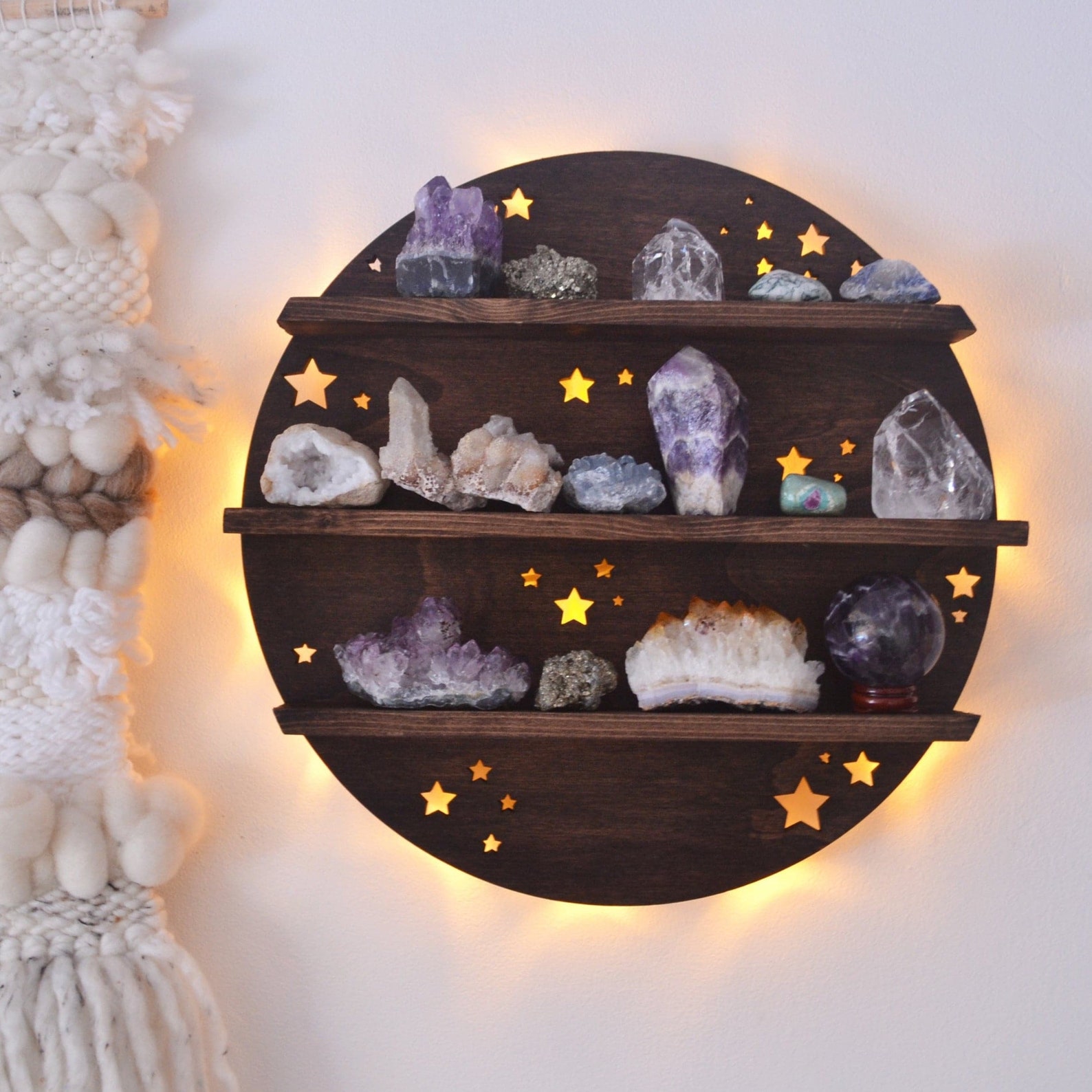 Coppermoon Brown Moon Shelf, Full Moon Shelf, Crystal Shelf, Geometric ...
