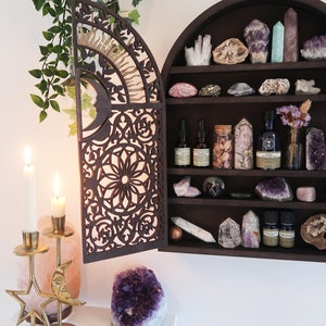 Coppermoon Celestial Arch Crystal Shelf, Crystal Cabinet, Crystal ...