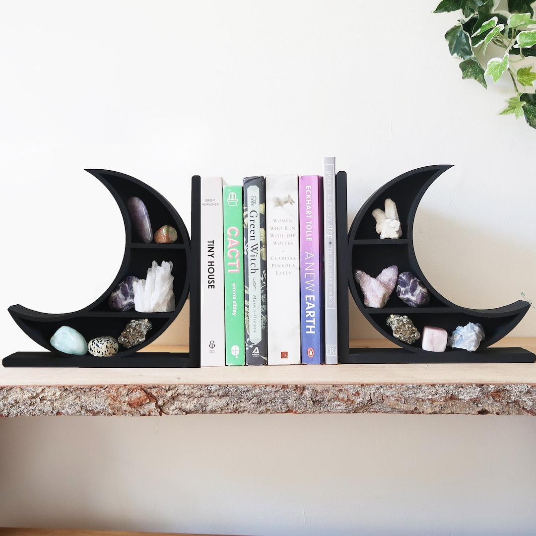 Coppermoon Crescent Moon Bookends-book Lover Gift, Book Shelf, Book ...