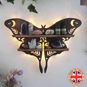 Coppermoon Light Luna Moth Shelf, Luna Moth Lamp, Luna Moth, Wooden ...