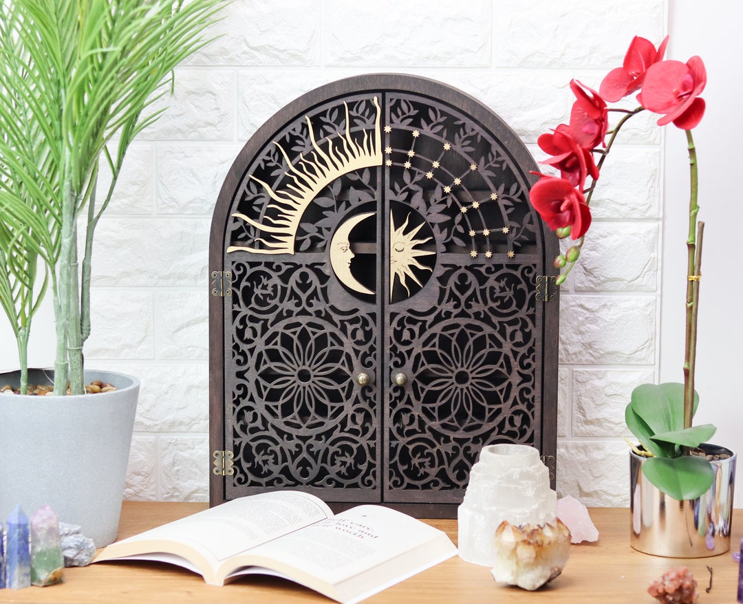 Coppermoon Curio Celestial Arch Cabinet- Gothic Furniture, Curio Shelf ...