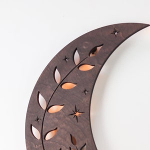 Coppermoon Botanical Crescent Moon Lamp Wall Light - Dark Wood Lamp ...