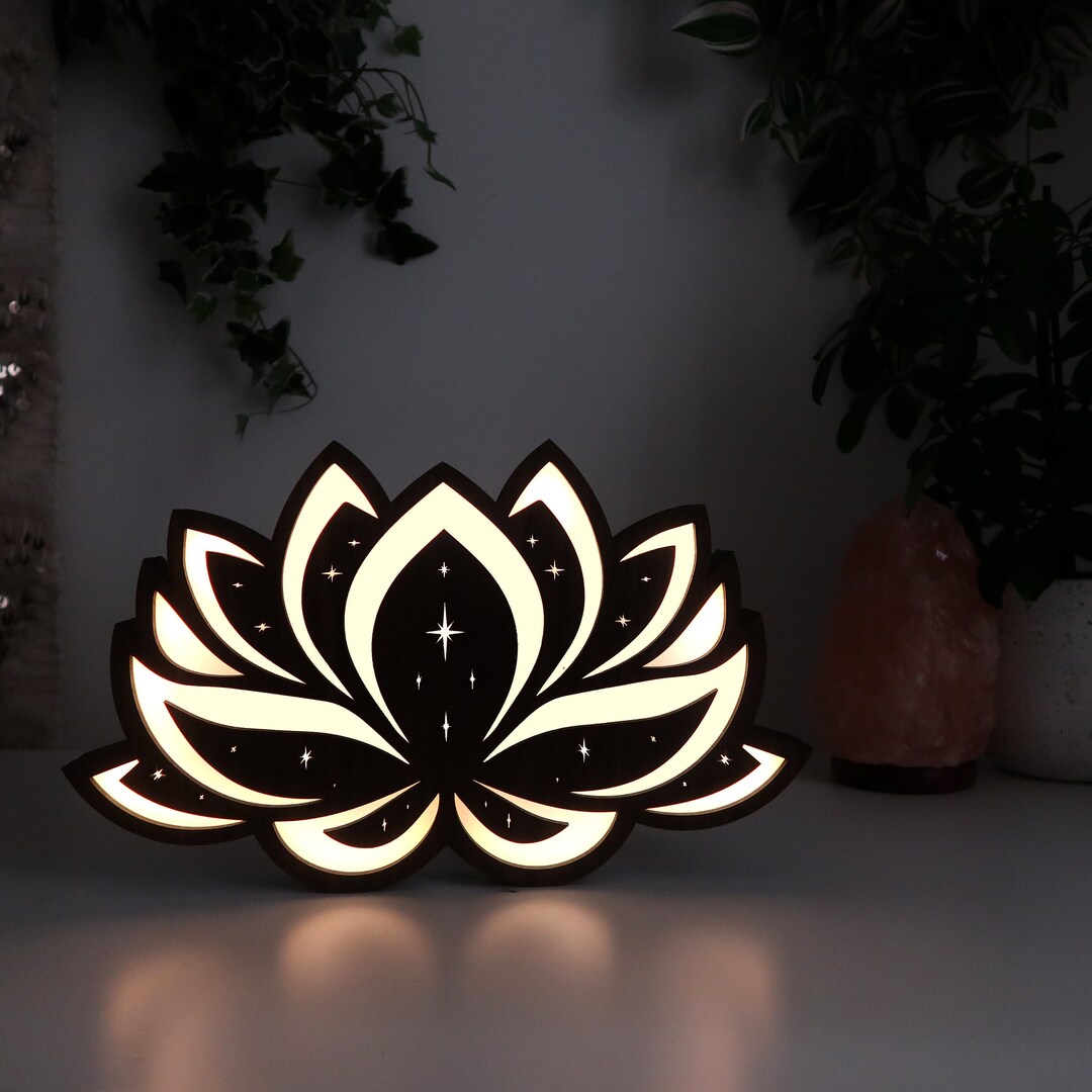 Coppermoon Lotus Flower Lamp, Night Light, Lotus Flower Art, Lotus Lamp ...