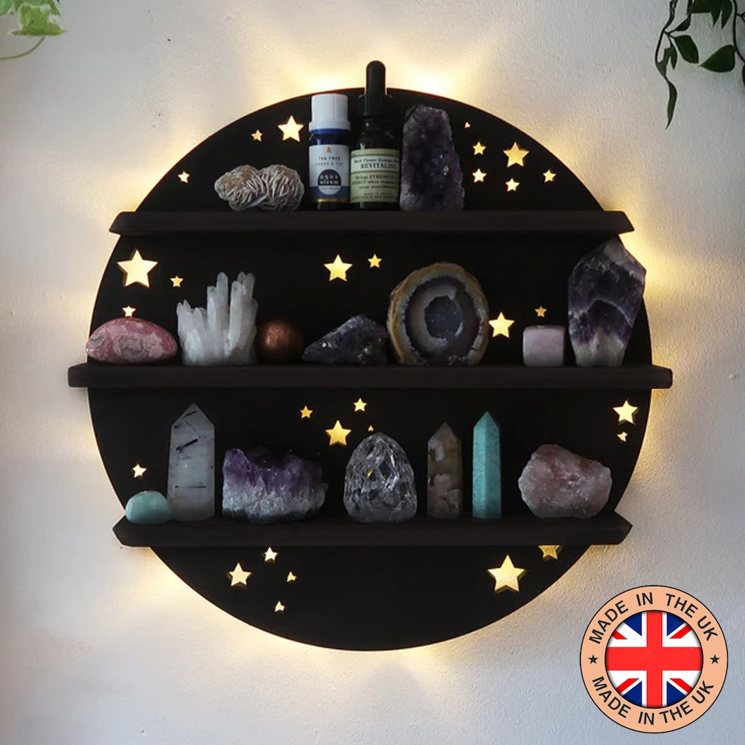 Coppermoon Black Moon Shelf, Full Moon Shelf, Crystal Shelf, Geometric ...
